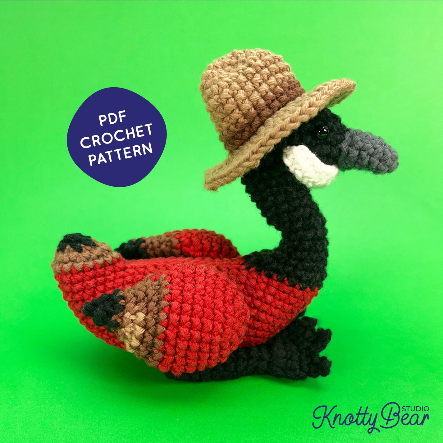 Lucy the Canadian Mountie Goose - PDF crochet pattern – Knotty Bear Studio